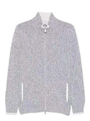 GRAN SASSO Zip-up Marl-knit Cardigan - Grey