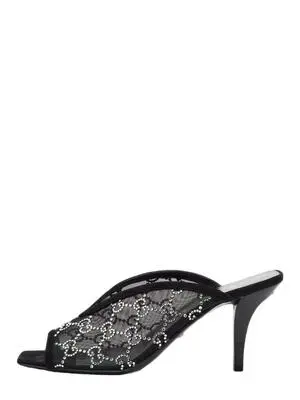 Gucci Crystal-embellished Mesh Slingback Sandals - Black