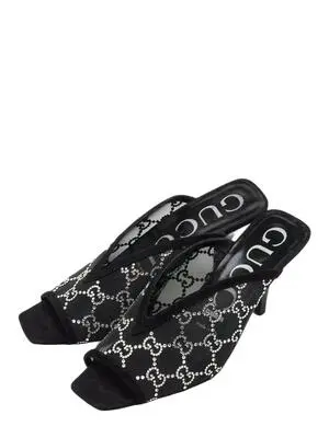 Gucci Crystal-embellished Mesh Slingback Sandals - Black