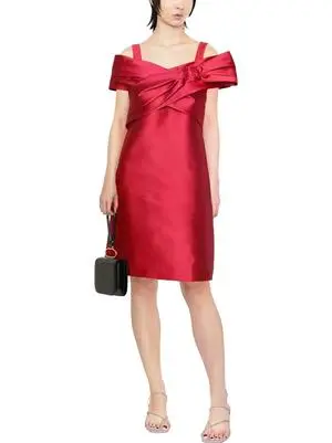 Alberta Ferretti Bow-detail Off-shoulder Dress - Red