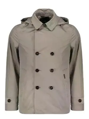 MOORER Double-breasted Hooded Jacket - Grey