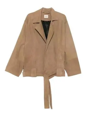 Khaite KHAITE Belted Suede Jacket Neutrals