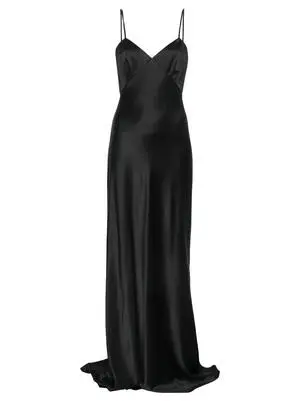 Max Mara Satin-finish Back-cutout Dress - Black