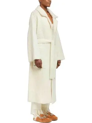 Alanui Rib-knit Belted Coat - Neutrals