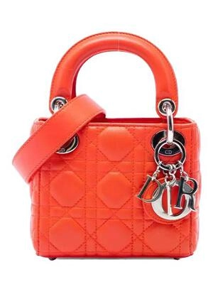 Dior Micro Lambskin Cannage Lady Satchel - Orange