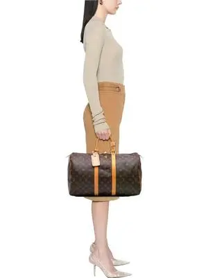LOUIS VUITTON Monogram Keepall 45 Travel Bag - Brown