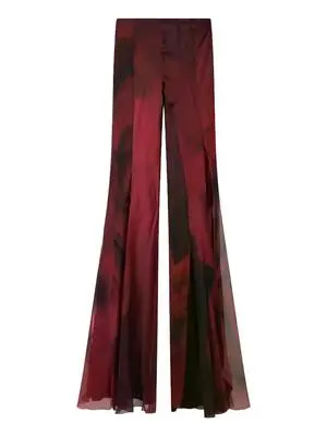 Alberta Ferretti Gradient Silk Palazzo Trousers - Red