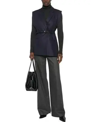 Pinko Belted Sleeveless Jacket With Notched Lapels - Blue