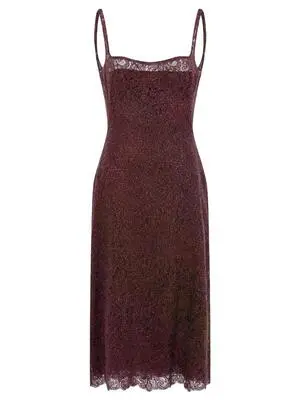 Ermanno Scervino Rebrodé Lace Midi Dress - Red