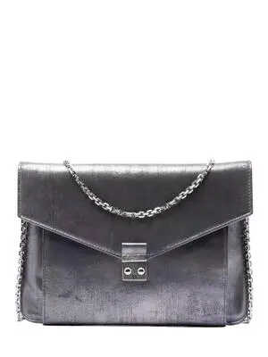 Dior Metallic Leather Shadow Soft Pouch Chain Crossbody Bag - Silver