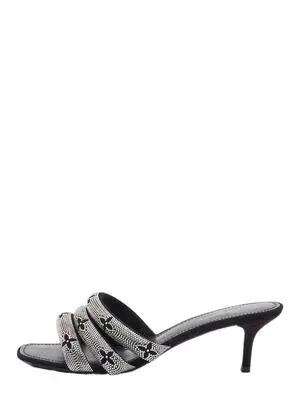 LOUIS VUITTON Monogram Crystal-embellished Suede Sandals - Grey