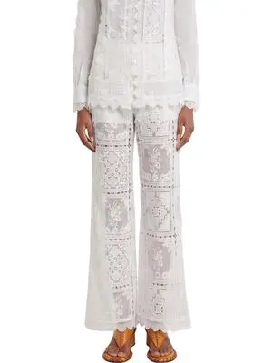 Zimmermann Embroidered Lace Trousers - Ivory
