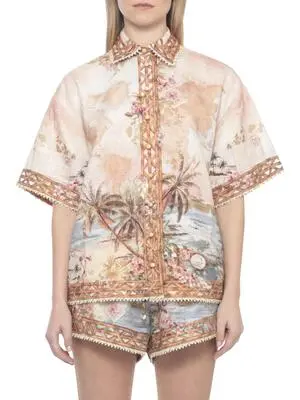 Zimmermann Tropical Print Linen Shirt - Multicolor