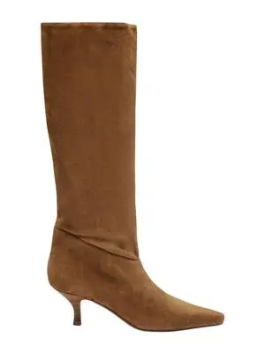Paris Texas Suede Knee-high Stiletto Boots - Burnt