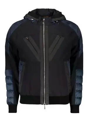 MOORER Padded-panels Hooded Sports Jacket - Blue