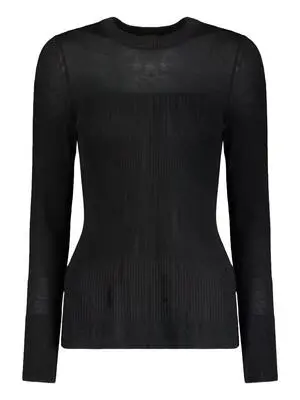 MOORER Ribbed-knit Long-sleeved T-shirt - Black