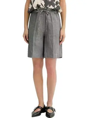 Marc O'polo Belted Pleated Shorts - Grey