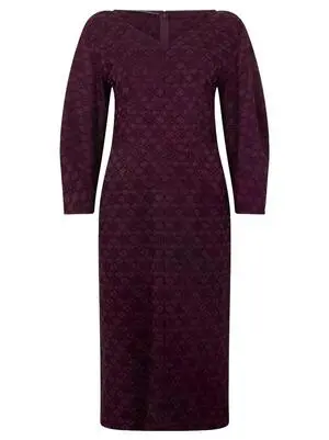 Alberta Ferretti Geometric Pattern Long-sleeve Midi Dress - Red