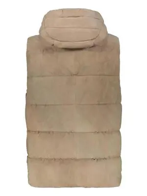 MOORER Padded Leather Gilet - Neutrals