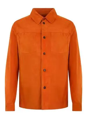 MOORER Button-fastening Leather Shirt Jacket