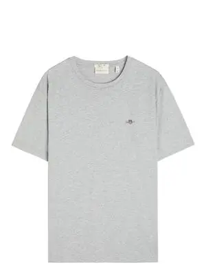 Gant Logo-embroidered Cotton T-shirt - Grey
