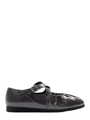 NAGUISA Bec Gloss Patent Leather Ballet Flats - Grey