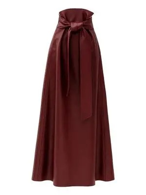 JULIA ALLERT Faux Leather A-line Belted Skirt - Red