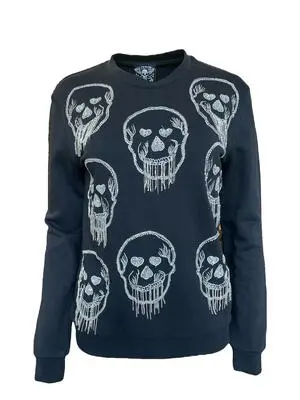 ANY OLD IRON Embellished Skull Crewneck Sweatshirt - Black/silver