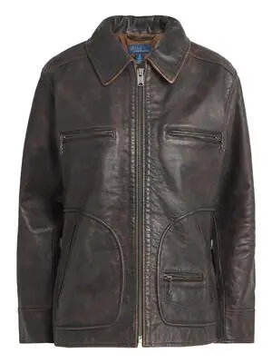 Polo Ralph Lauren Leather Moto Jacket - Brown