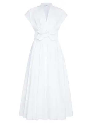 Alaïa Cotton Poplin Knot Midi Dress - White