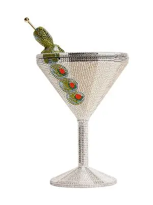 Judith Leiber Embellished Martini Clutch Bag - Silver
