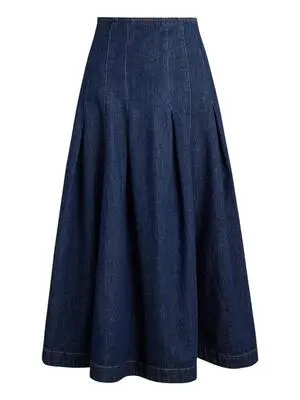 Polo Ralph Lauren Pleated Denim Midi Skirt - Multi