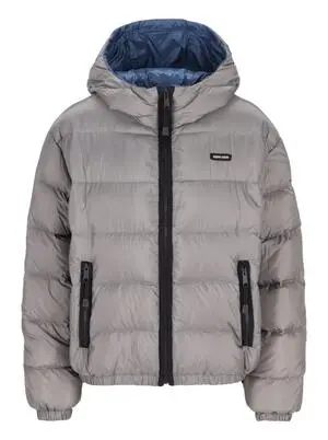 Miu Miu Short Down Jacket With Hood - Grey