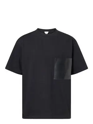 Bottega Veneta Leather-pocket Cotton T-shirt - Double Black