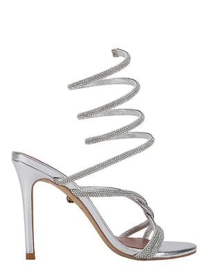 Kurt Geiger Knot Spiral Heeled Woven Sandals - Silver