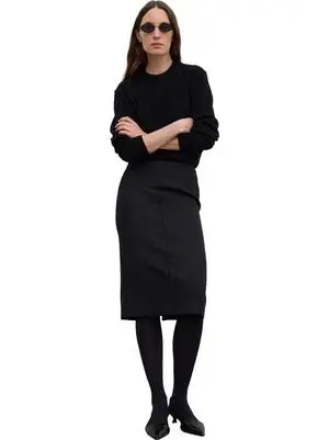 HOUSE OF DAGMAR Wool Pencil Midi Skirt - Black