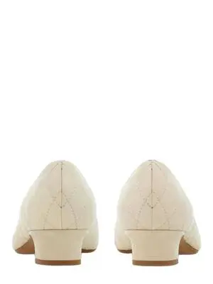 FERRAGAMO Quilted Nappa Leather Vara Bow Pumps - Neutrals