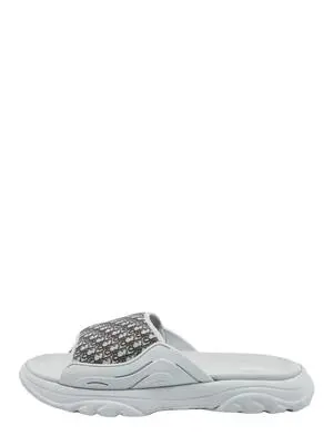 Dior H-town Oblique Canvas Logo Print Slip-on Sandals - Grey