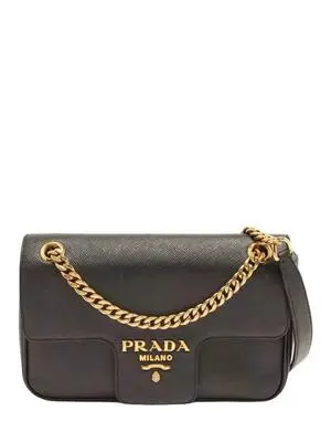 Prada Prada Pattina Flap Crossbody Bag Black