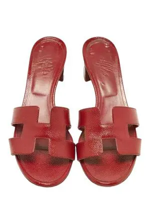 Hermès Oasis Grained-leather Sandals - Red