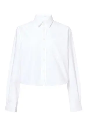 AMI Paris Cropped Cotton Shirt With Logo Pocket - Blanc Naturel