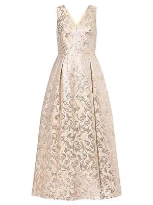Huishan Zhang Floral-jacquard Woven Maxi Dress - Gold