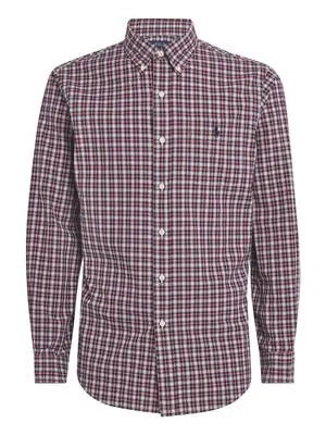 Polo Ralph Lauren Cotton Check Polo Pony Custom Fit Shirt - Red