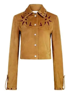 Rabanne Suede Graphic Detail Jacket - Neutrals