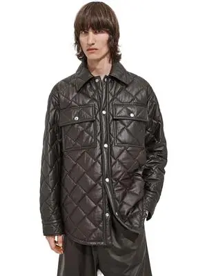 Bottega Veneta Leather Quilted Overshirt - Intense Carrubo