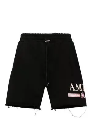 Amiri Logo-embroidered Cotton Shorts - Black