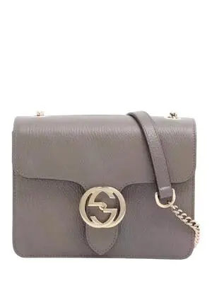 Gucci Small Calfskin Leather Interlocking G Crossbody Bag - Grey