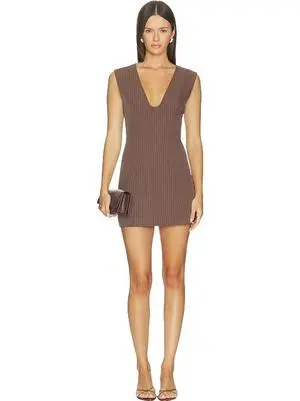ALL THE WAYS Imah Mini Dress In With Pin Stripes - Brown