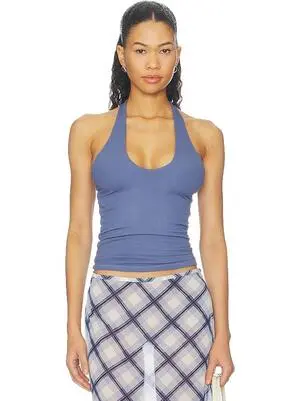 Michael Lauren Halter Neck Top - Blue