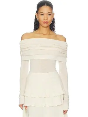 Susana Monaco Light Merino Off Shoulder Sweater - Cream